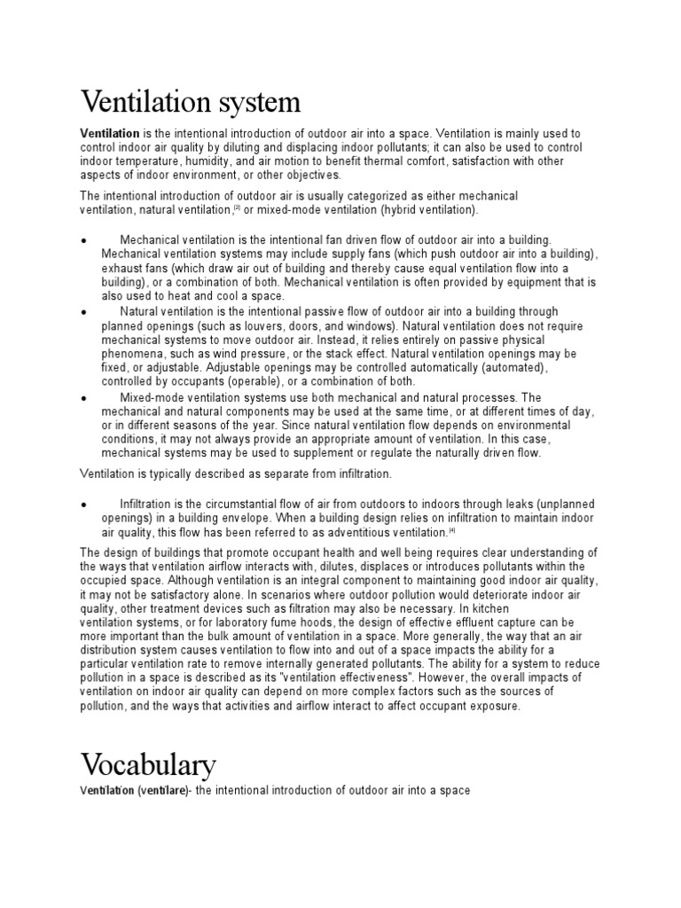 Ventilation System | PDF | Ventilation (Architecture) | Building