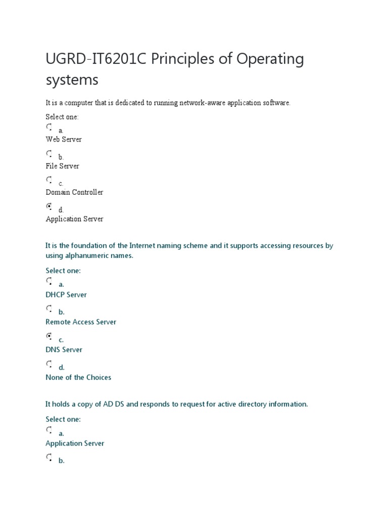 UGRD-IT6201C Principles of Operating Systems Prelim Quiz 2 | PDF