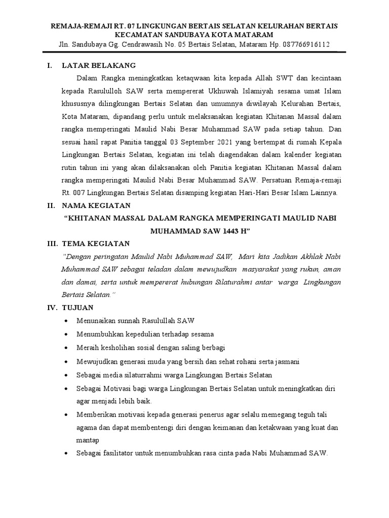 Khitanan Massal Maulid Nabi Bertais | PDF | Perjalanan