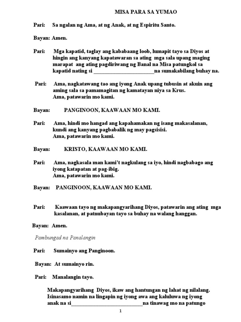 Burial Mass 2.0 | PDF