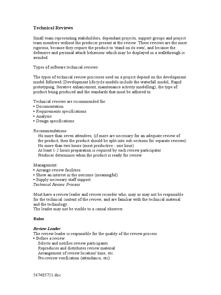 Sample Technical Reviews | PDF | Specification (Technical Standard ...