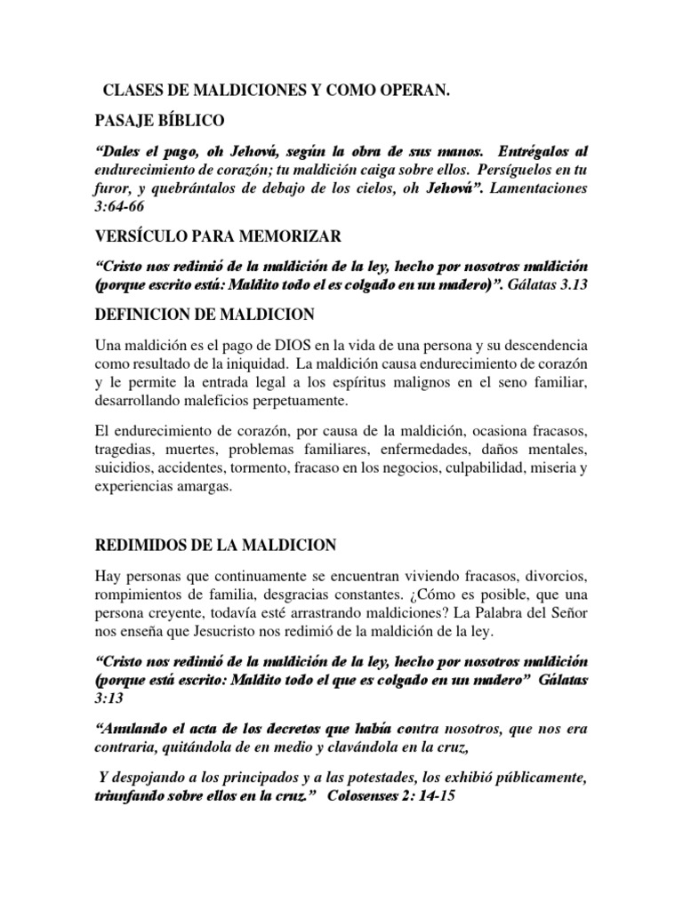 Maldiciones y Cómo Operan | PDF | Maldición | Jesús