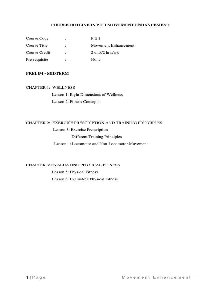 Movement Enhancement Module (PRELIM&MIDTERM) | PDF | Physical Fitness | Strength Training