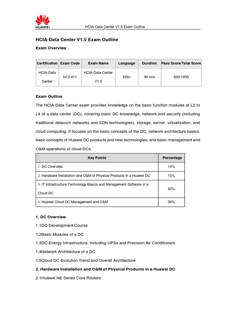 HCIA-Data Center V1.5 Exam Guide | PDF | Cloud Computing | Computer Network