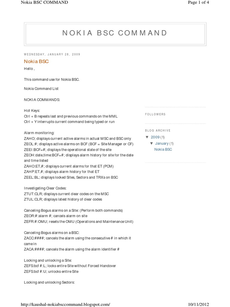 Nokia BSC Command | PDF | Information And Communications Technology ...
