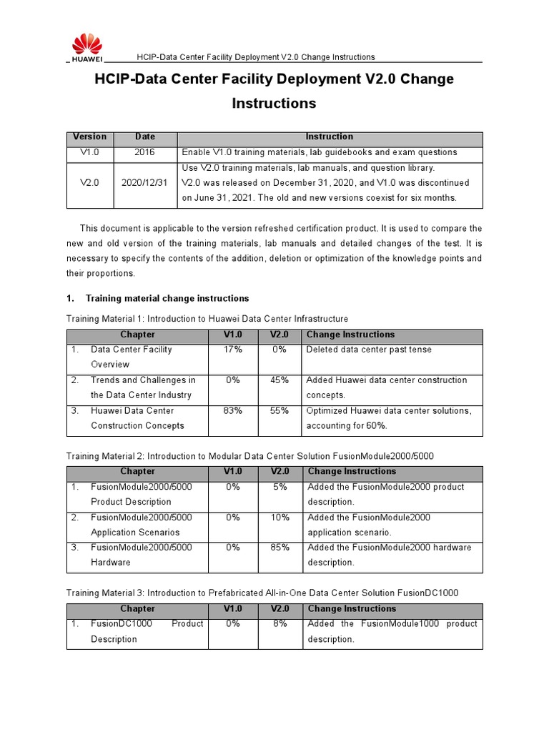 HCIP-Data Center Facility Deployment V2.0 Version Instruction | PDF ...