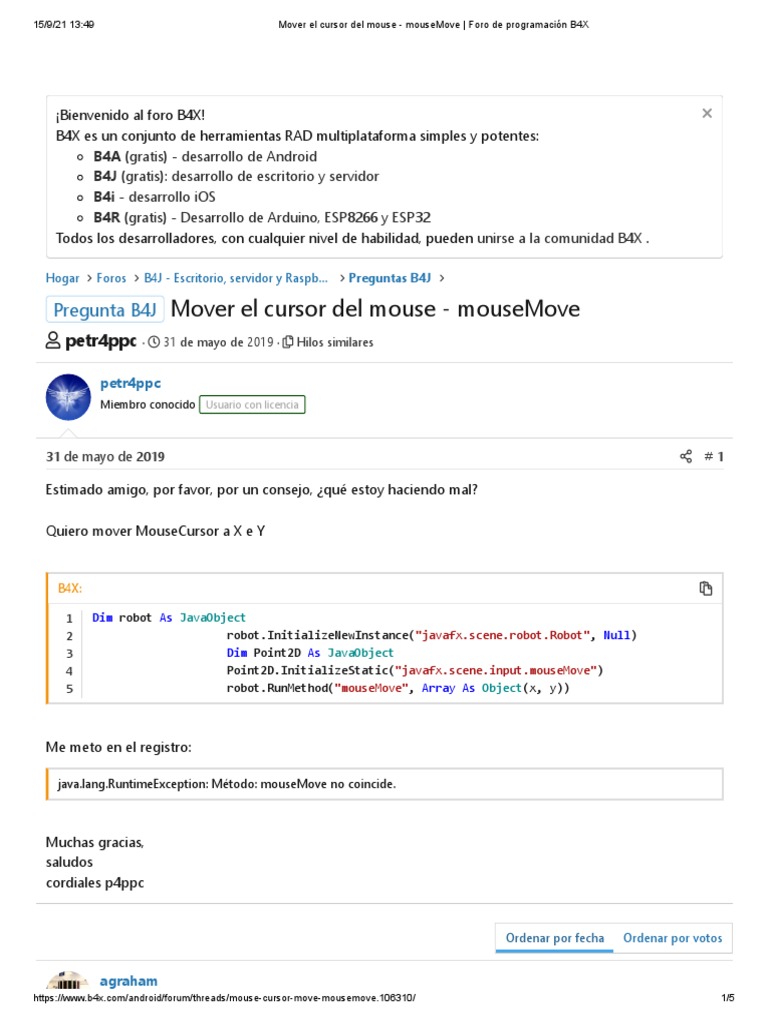 Mover El Cursor Del Mouse - Mousemove - Foro de Programación B4X | PDF | Ciencias de la ...