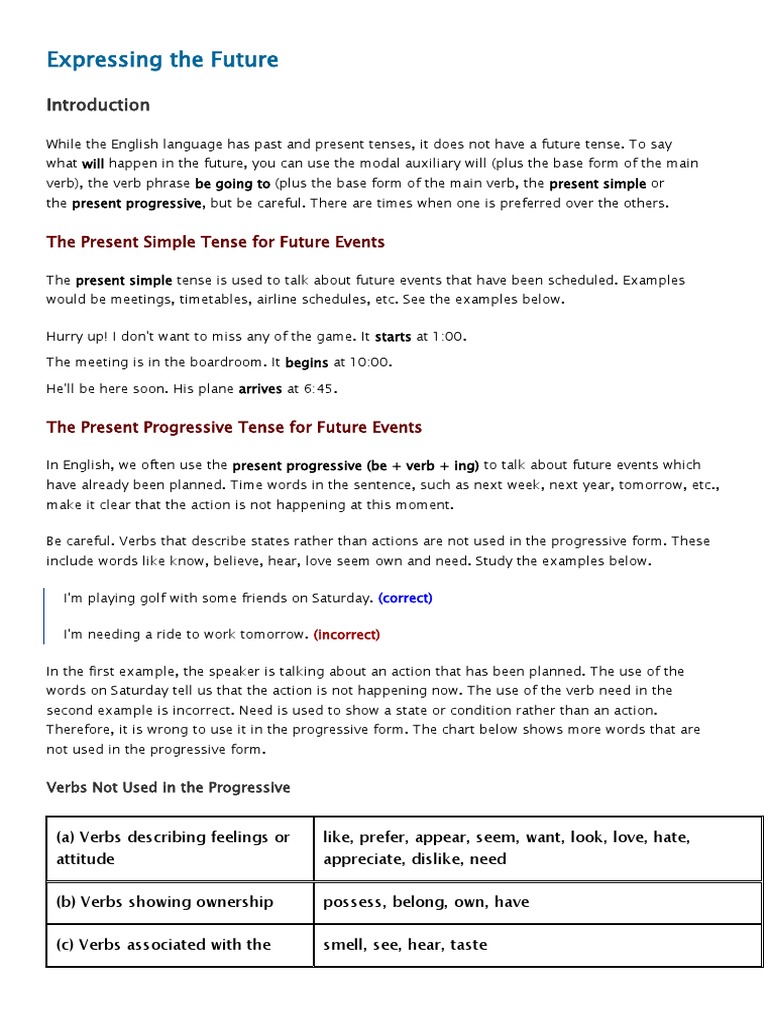 Expressing The Future | Download Free PDF | Grammatical Tense | Linguistics