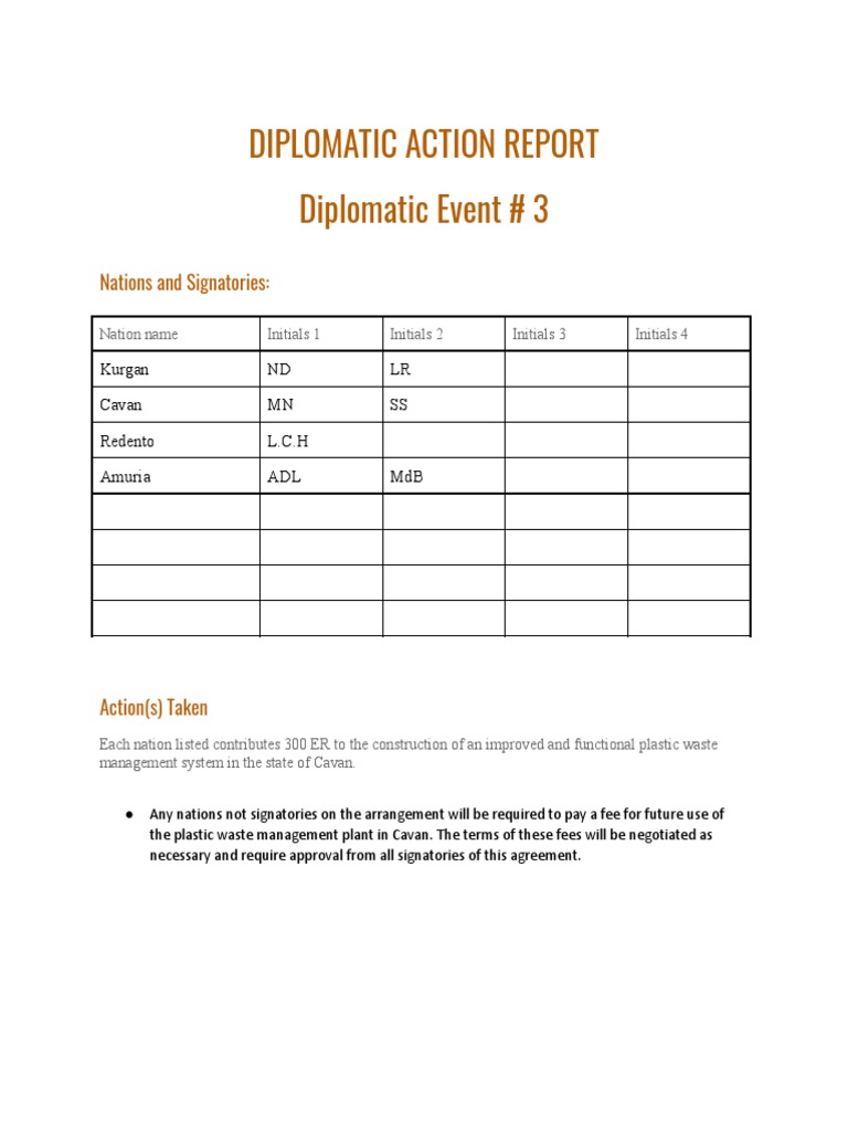 Diplomatic Action Report | PDF