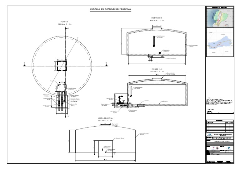 Detalles técnicos y planos de un tanque de reserva de agua subterráneo ...