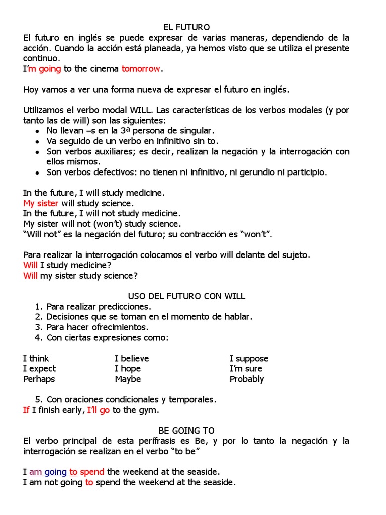 Expresiones del Futuro en Inglés | PDF | Verbo | Morfología