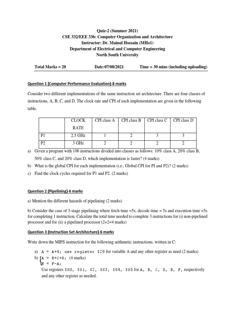 CSE-332 - Q2 - Summer 2021 | PDF