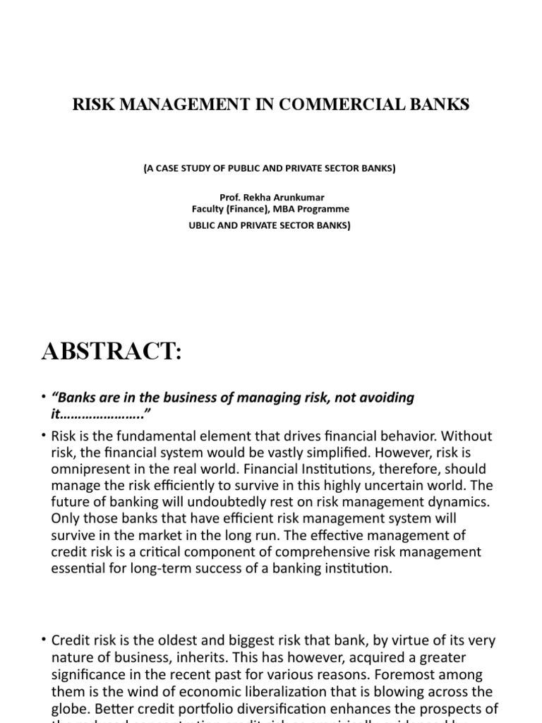 Risk Management in Commercial Banks | PDF | Loans | Banks
