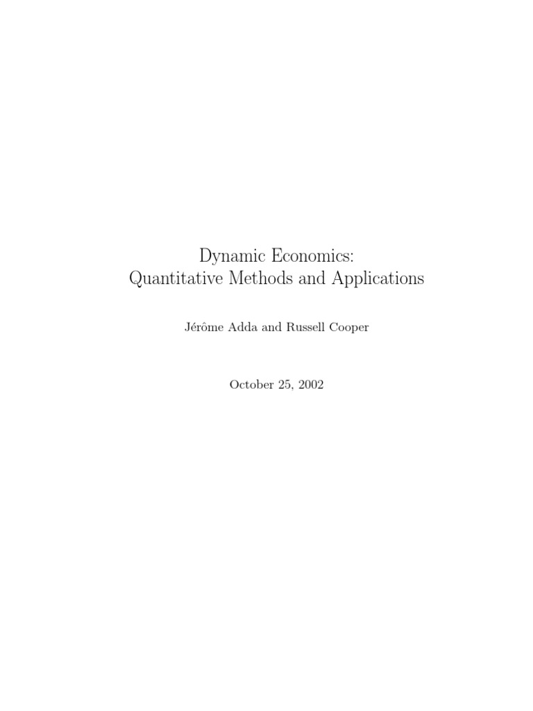 Jérôme Adda - Dynamic Economics | PDF | Mathematical Optimization ...