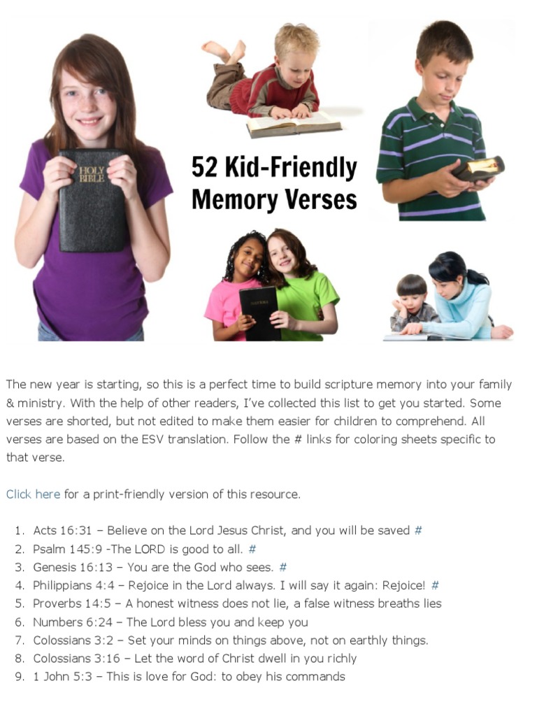 Family Scripture Memory Verses Guide | PDF | Epistle To The Colossians ...