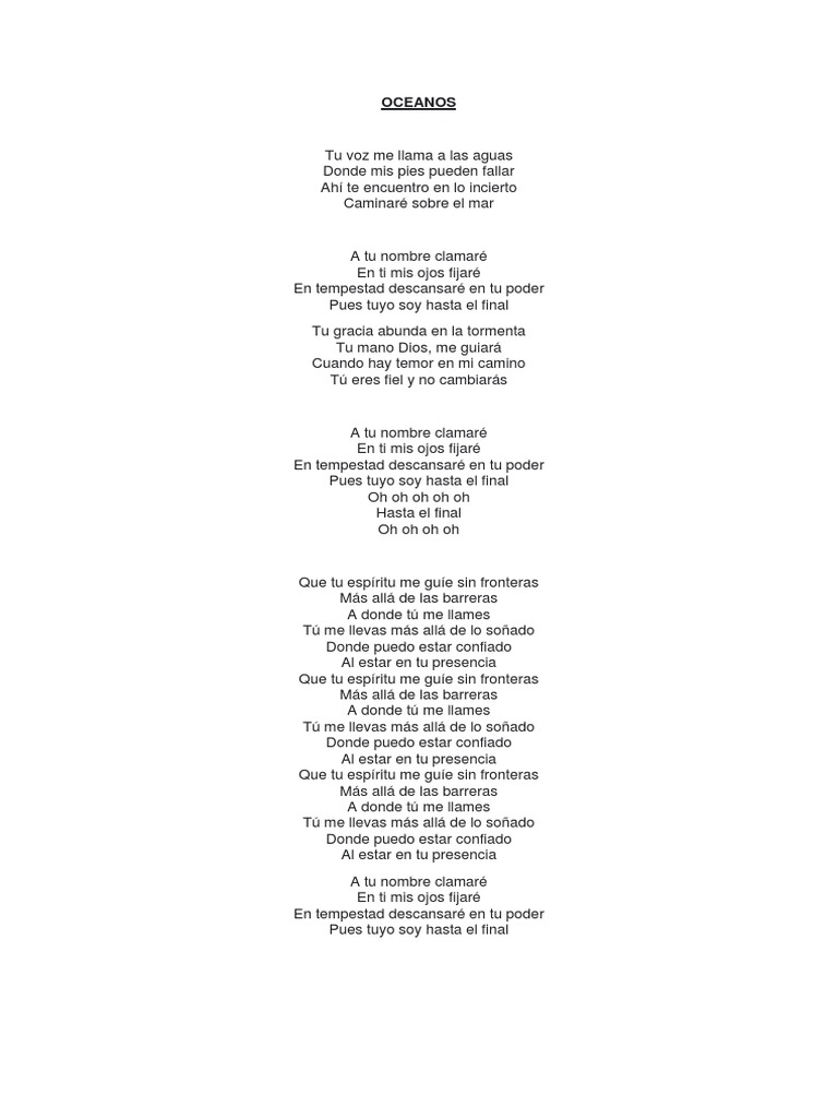 Oceanos) Letra) | PDF
