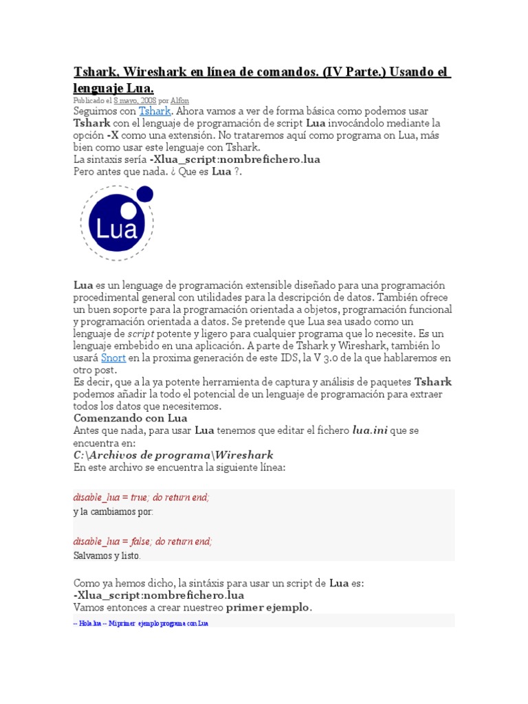 11 Lineas de Comando Usando Lenguaje LUA | PDF