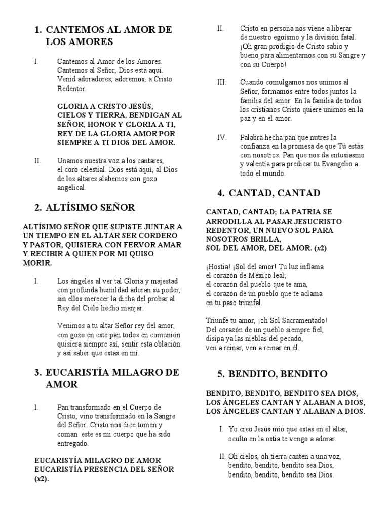 Cantos Corpus Christi | PDF | eucaristía | Cristo (título)