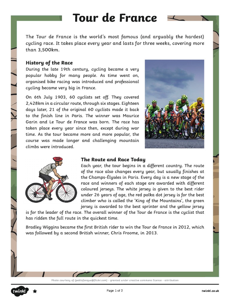 Tour de France Differentiated Reading Comprehension Activity | Download ...