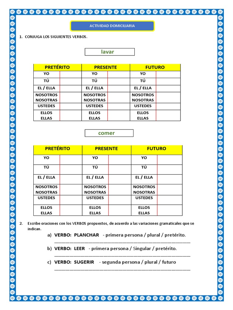 Act. Variaciones Gramaticales Del Verbo | PDF