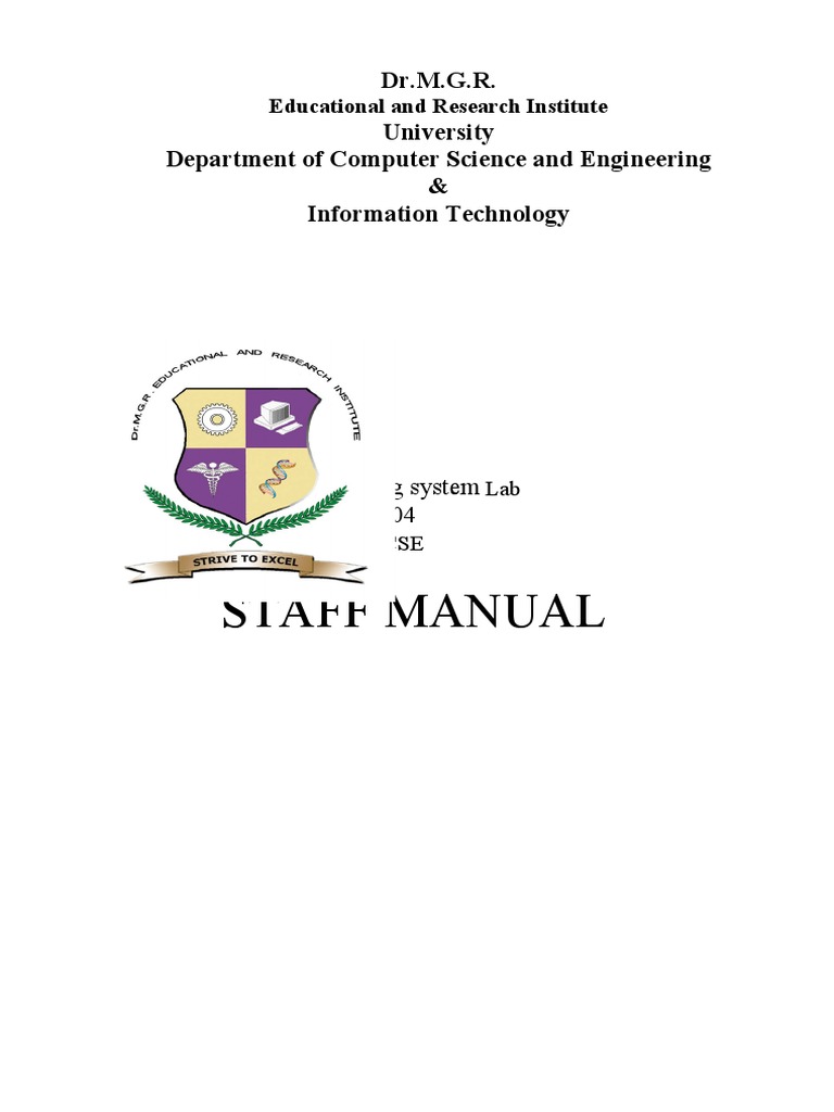Staff Manual Dr M G R University Department Of Computer Science And Engineering And Information