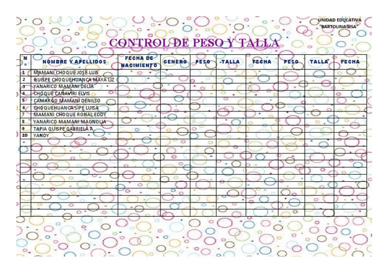 Control de Peso y Talla Escolar | PDF