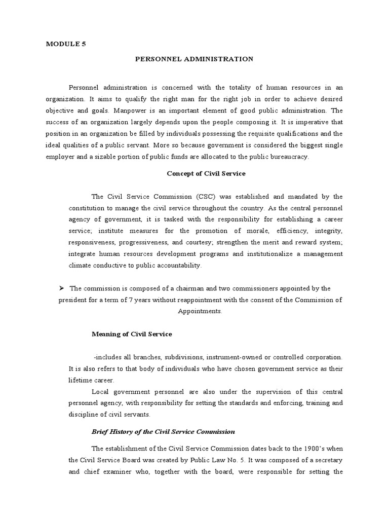 MODULE 5 - Personnel Administration | PDF | Impeachment | Civil Service