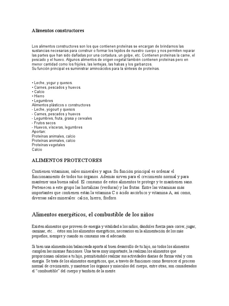 Alimentos Constructores | PDF