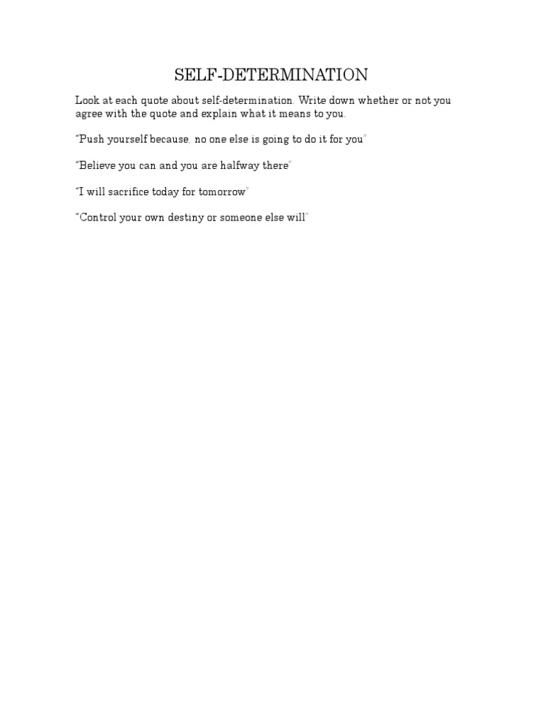 Self Determination Activity | PDF | Self-Improvement
