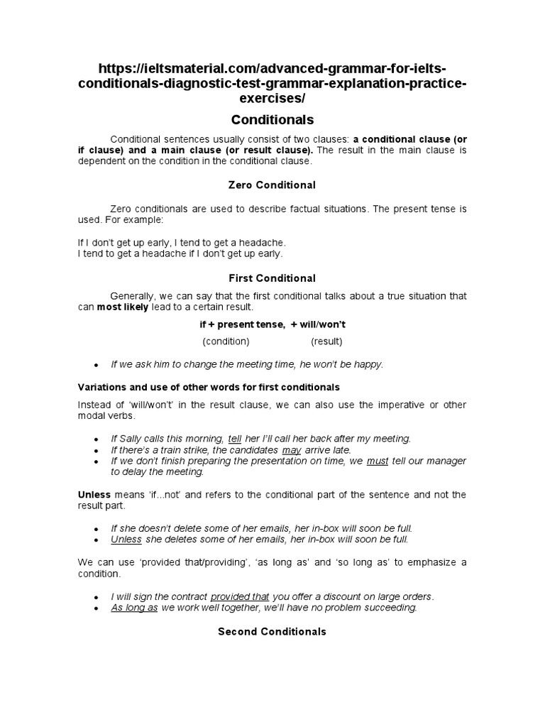 Conditionals - PRACTICE EXERCISES - Material para Aula de Inglês | PDF ...