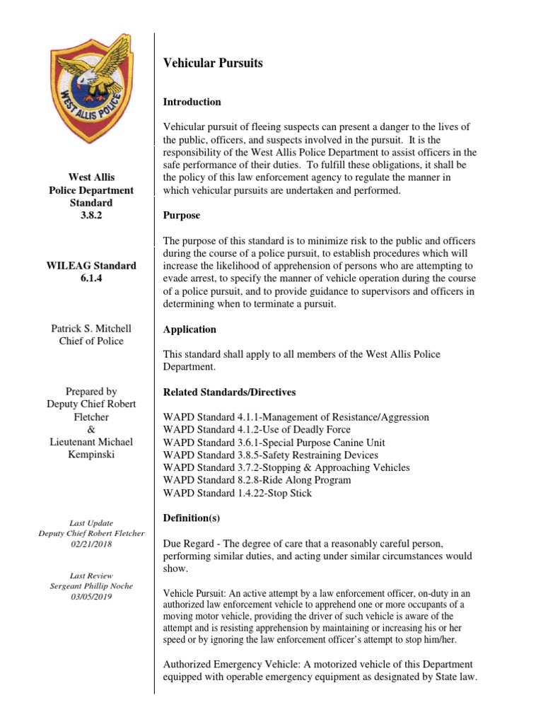 Pursuit Policy | PDF | Deadly Force | Law Enforcement