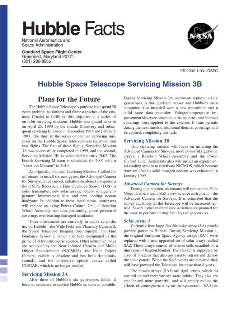 Hubble Space Telescope Servicing Overview | PDF | Hubble Space ...