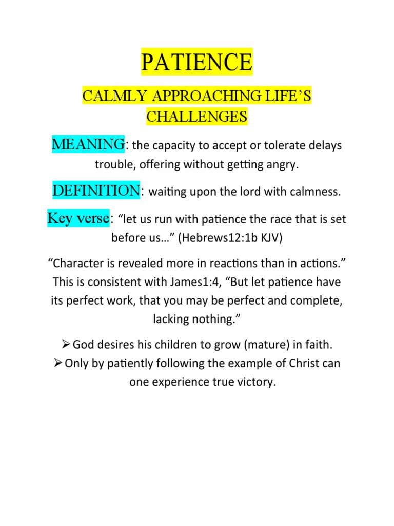 Patience: Calmly Approaching Life'S Challenges Meaning: Definition: Key ...