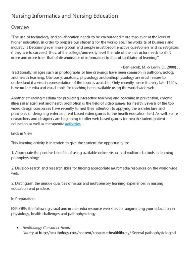 Nursing Informatics and Nursing Education | PDF | Multimedia | World ...