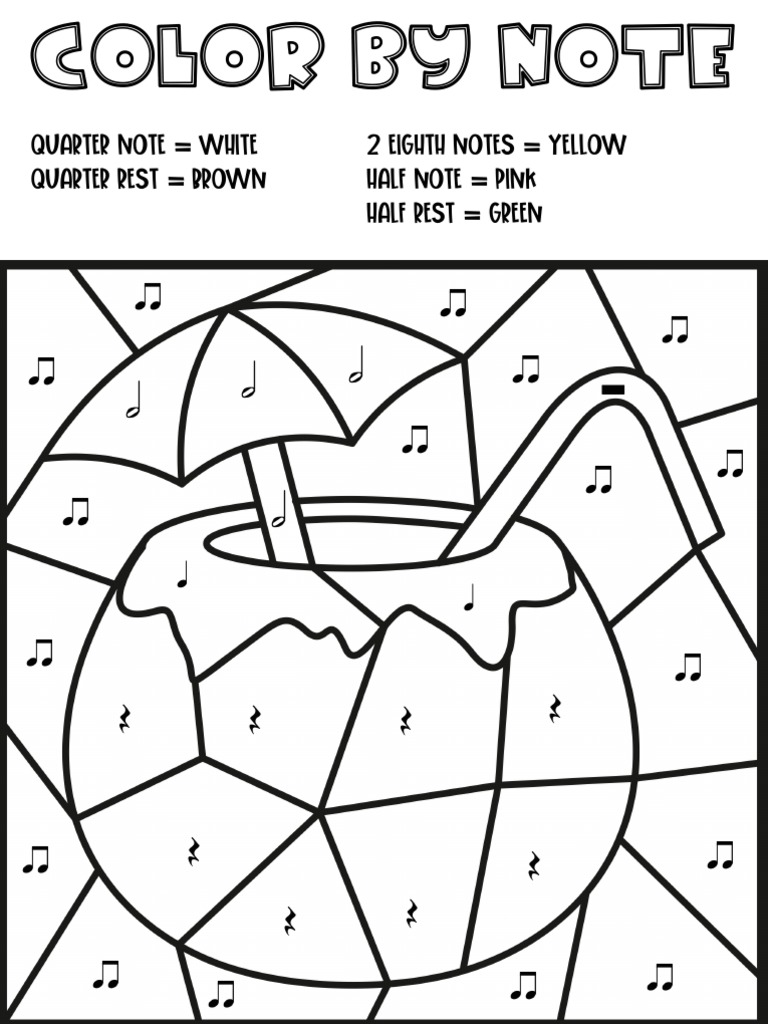 Quarter Note White Quarter Rest Brown 2 Eighth Notes Yellow Half Note ...