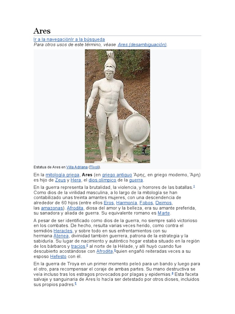 Ares Biografia | PDF | Deidades griegas | Personajes mitologicos