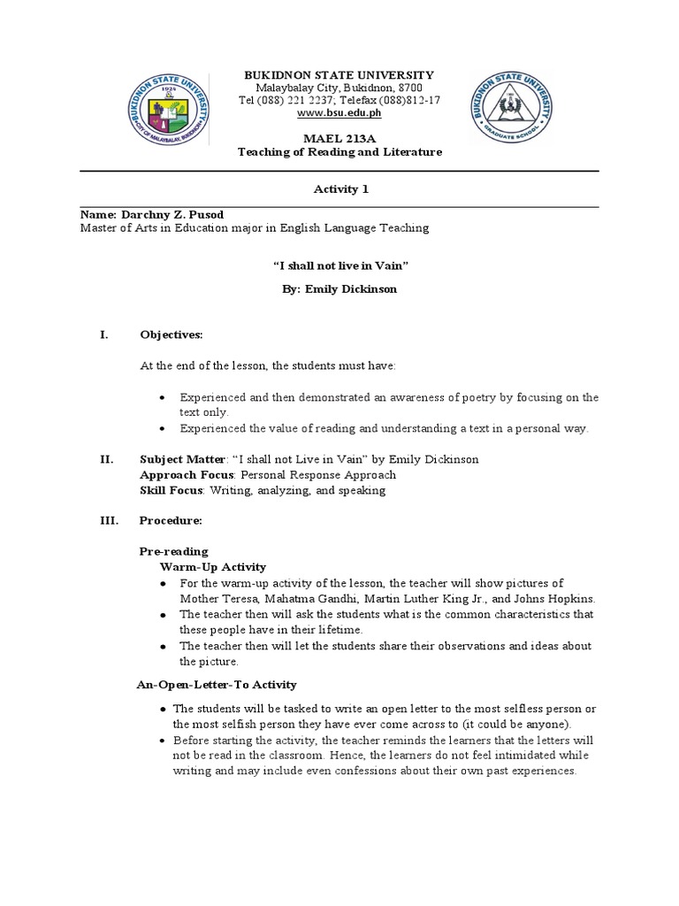 Pre, During, and Post Reading Activities | PDF | Teachers | Poetry