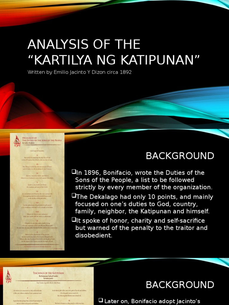 Analysis of The "Kartilya NG Katipunan": Written by Emilio Jacinto Y Dizon Circa 1892 | PDF ...
