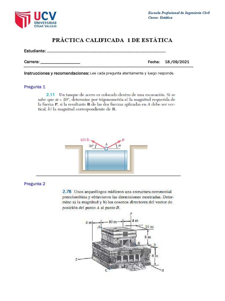 Practica Calificada Estatica | PDF