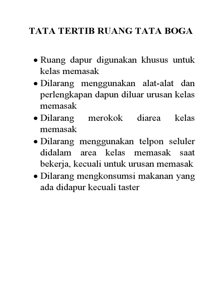 Tata Tertib Ruang Tata Boga | PDF