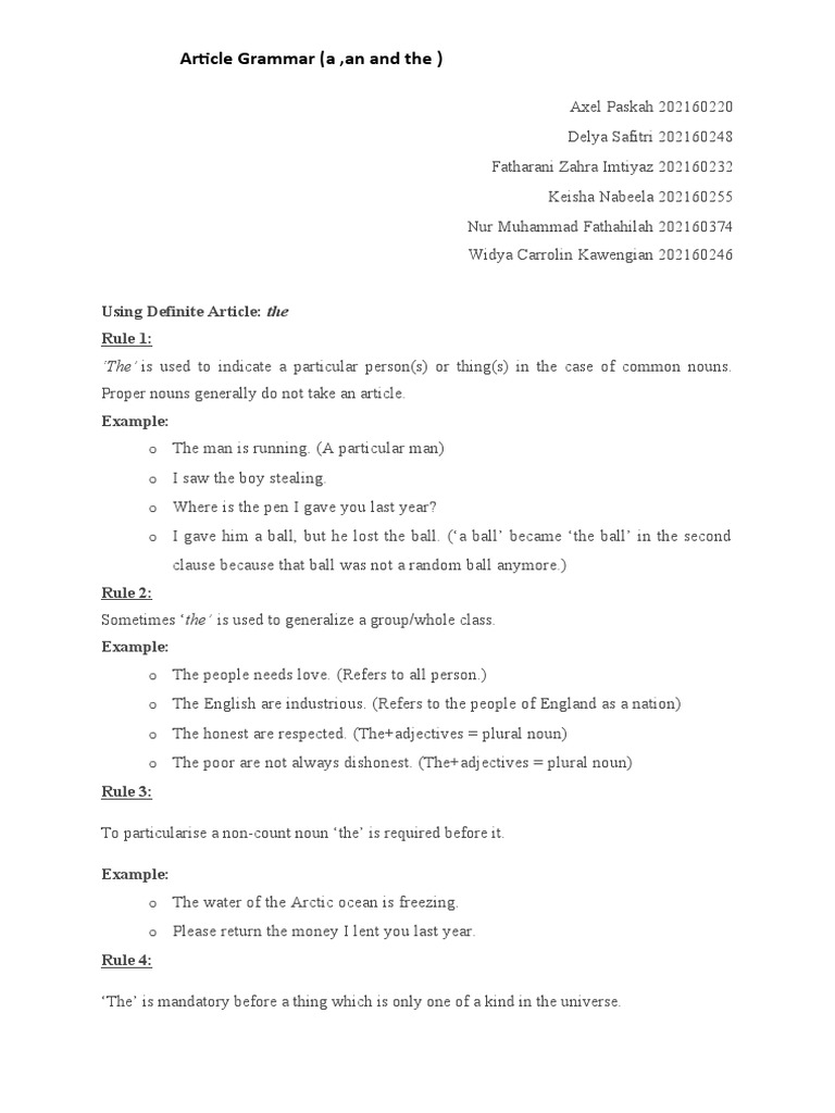 Mastering Articles: A, An, The Rules | PDF | Noun | Language Mechanics