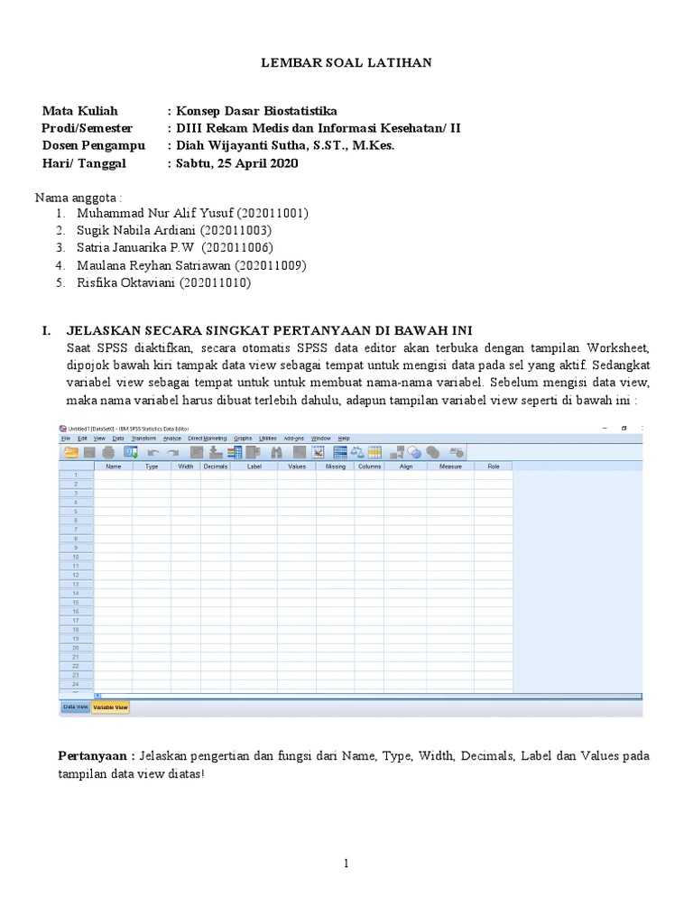 Latihan 1. Topik Statistika Deskriptif Spss | PDF