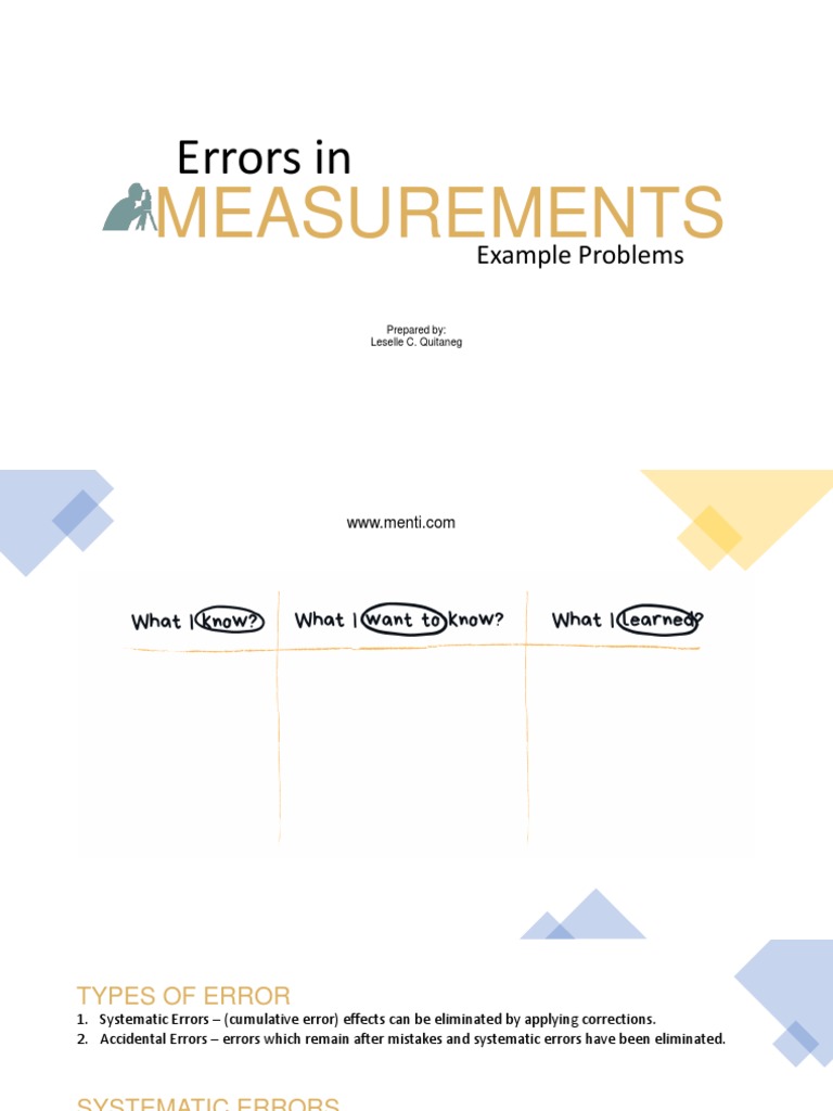 Topic 2. Errors in Measurements | PDF | Surveying | Measurement