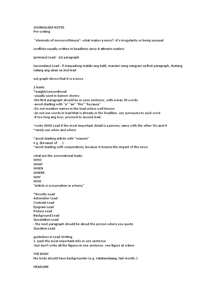 Essential Journalism Notes | PDF