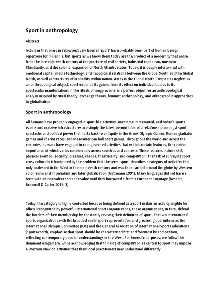 Sport in Anthropology | PDF | Sports | Anthropology