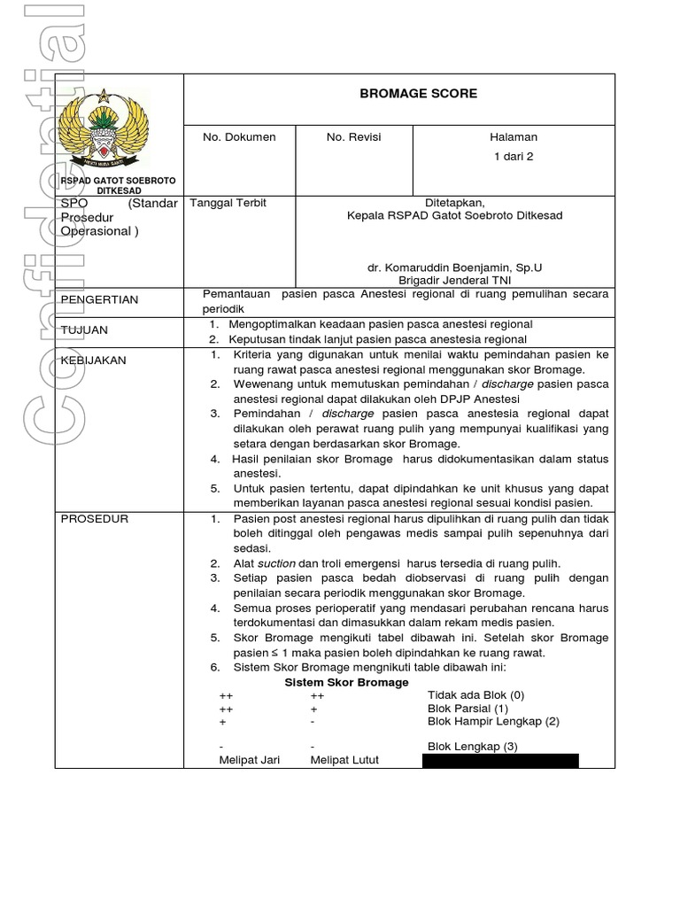 SPO Bromage Skore | PDF