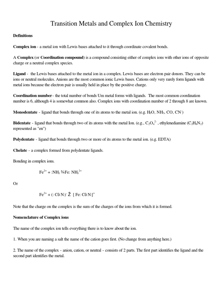 Transition Metals | PDF