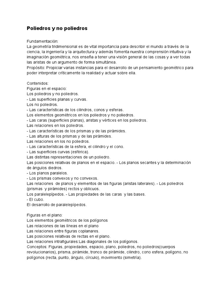Poliedros y No Poliedros: Guía Esencial | PDF | Geometria plana ...