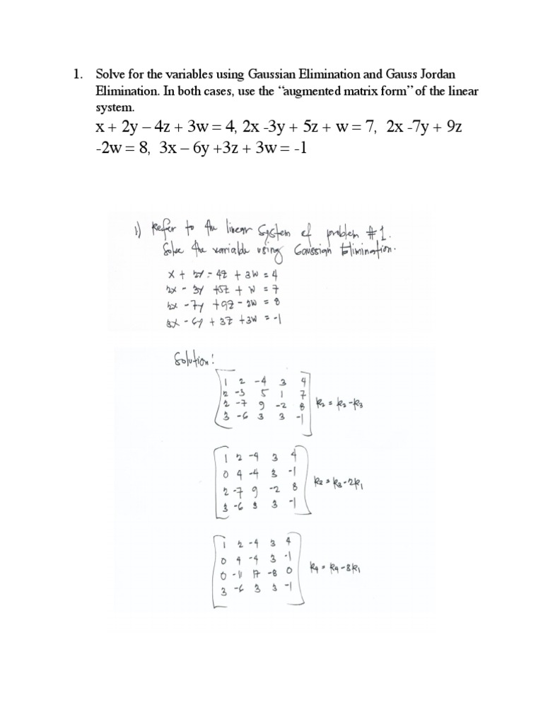 Gauss Jordan Elimination Solving Examples Of Gauss Jordan Elimination