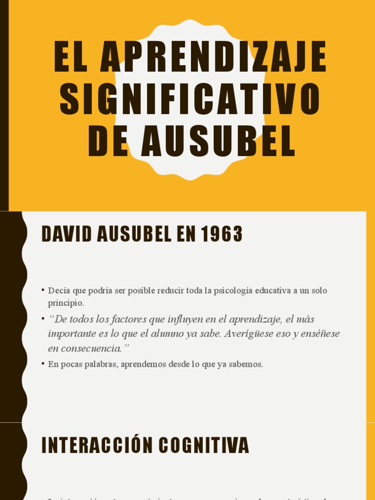 El Aprendizaje Significativo de Ausubel (Presentación) | PDF